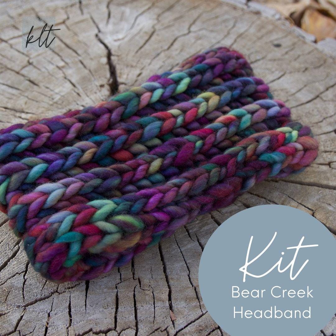 Hand-dyed Merino Wool Chunky Knit Headband Kit: DIY Knitting (pattern ...