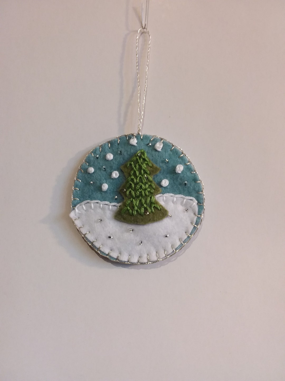 Beaded Felt Winter Scene Ornament - Etsy