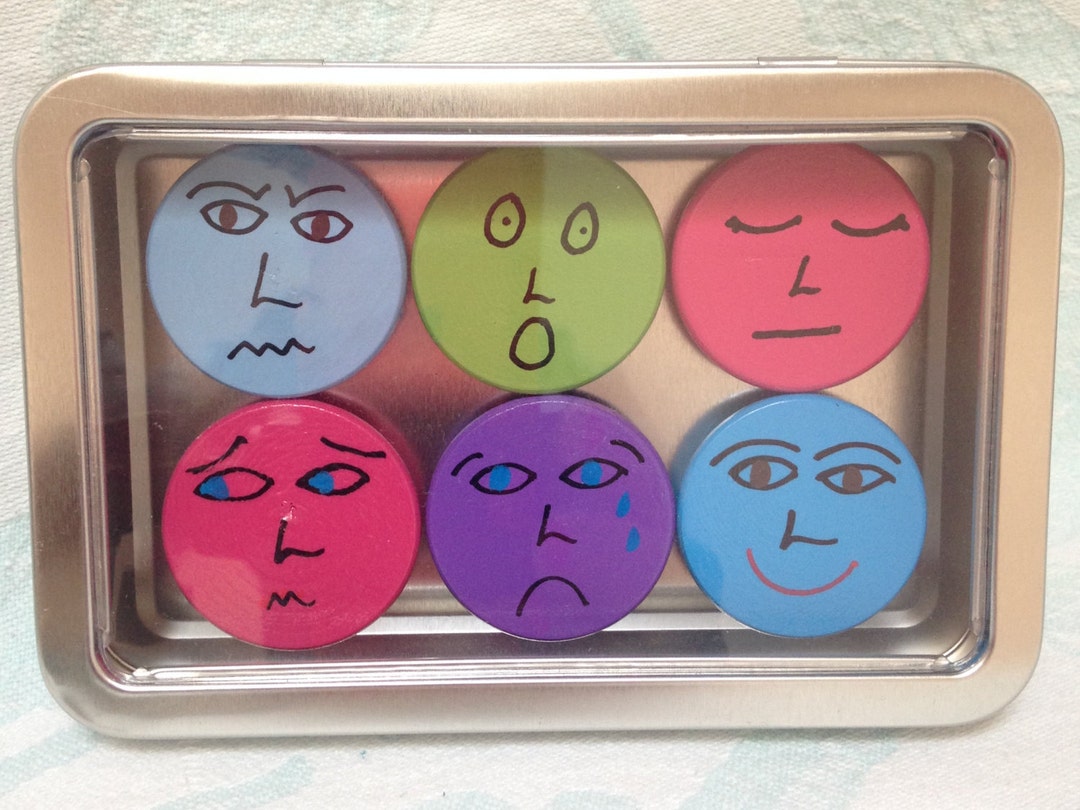 Feeling Faces Magnet Set in Metal Tin With Hinged, Clear Top - Etsy