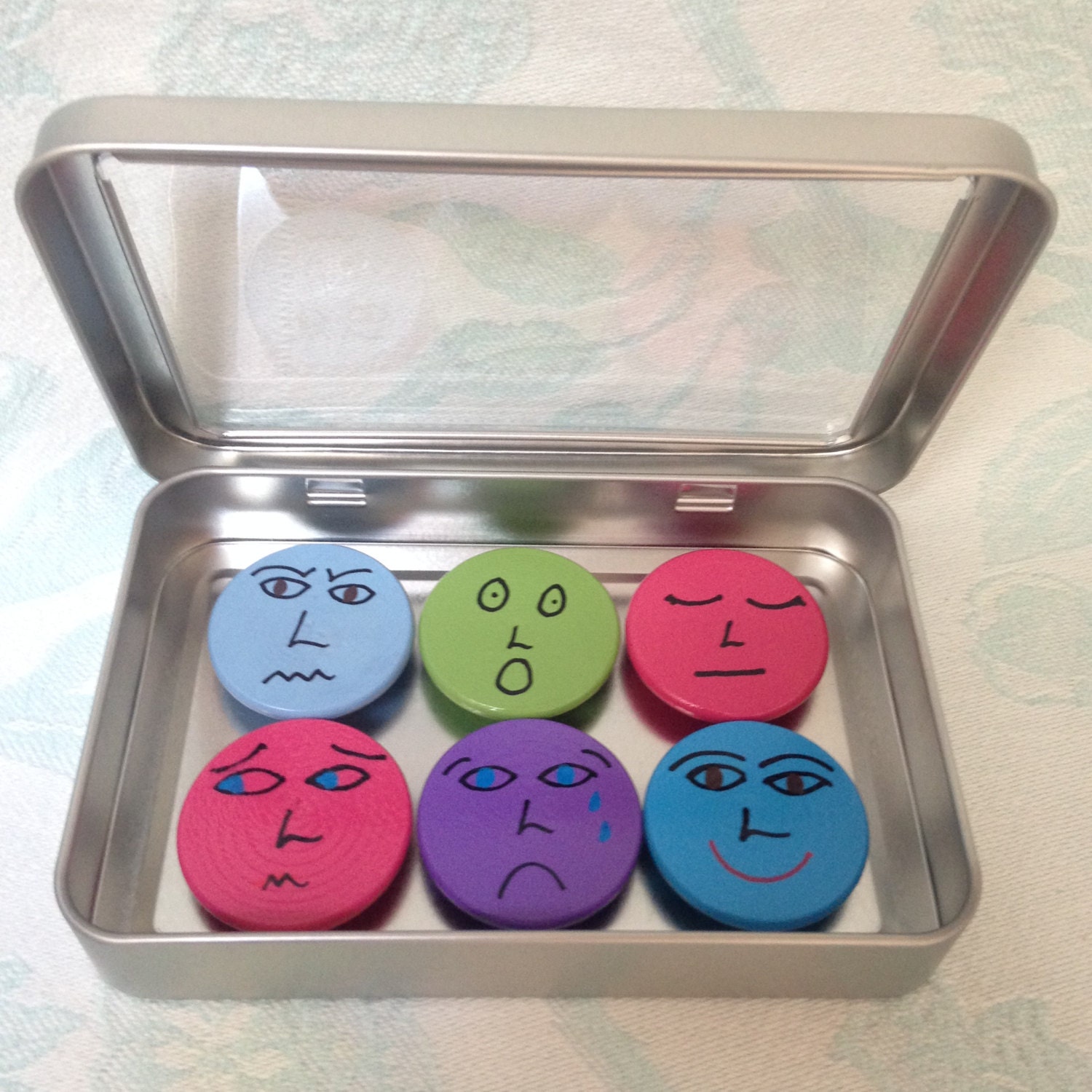 Feeling Faces Magnet Set in Metal Tin With Hinged, Clear Top - Etsy