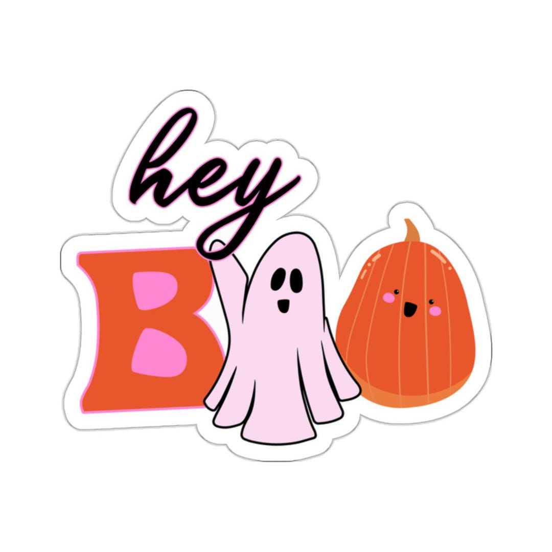 Hey Boo Sticker - Ghost and Pumpkin - Pinkoween | Halloween | Cute ...