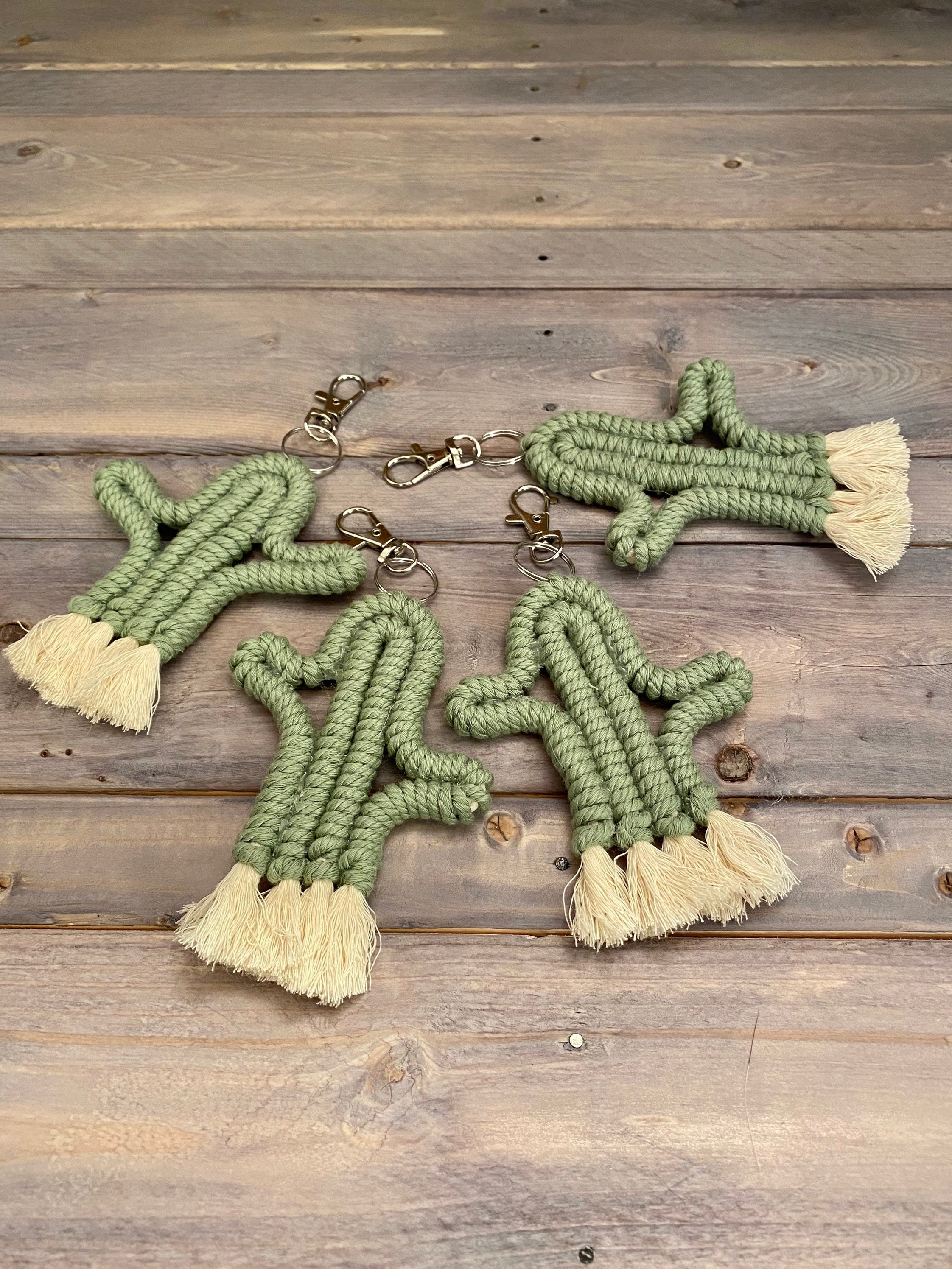 Macrame Cactus Keychain Macrame Accessory Boho Decor | Etsy