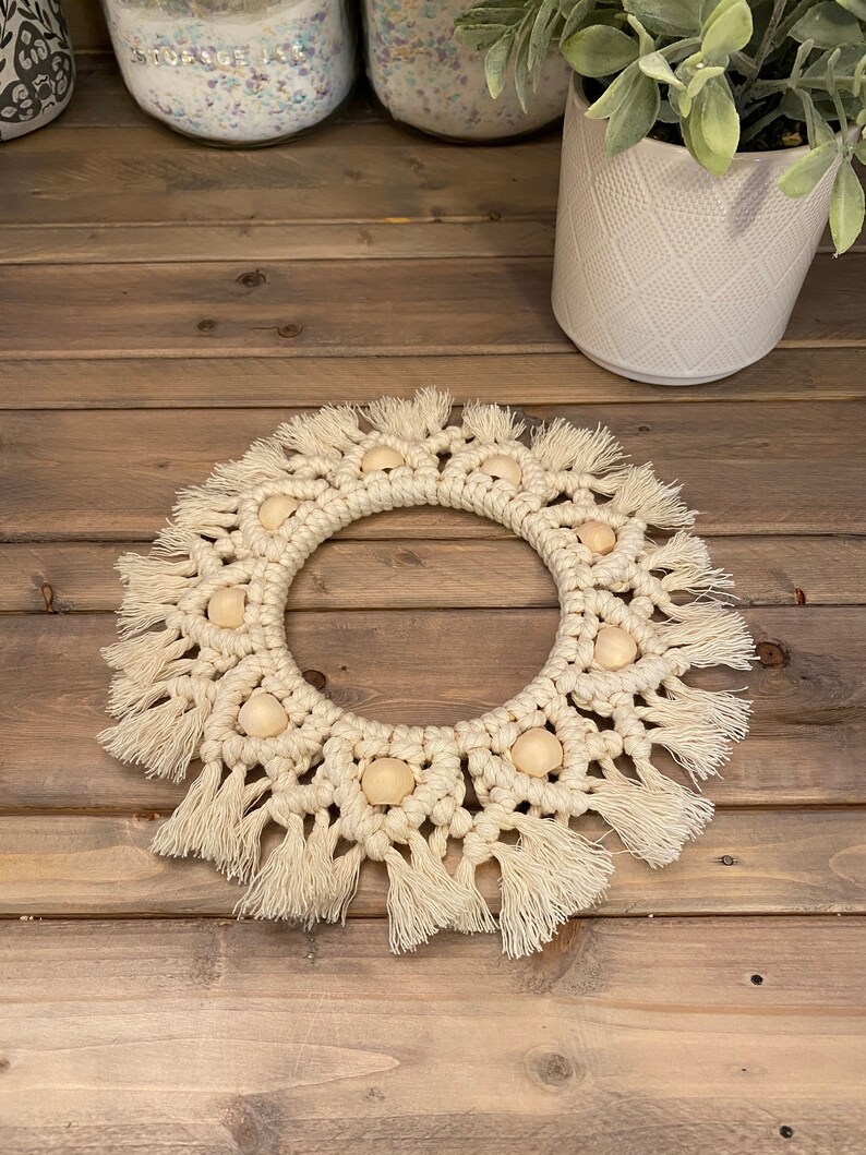 Macrame Wreath Macrame Mandala Mini Wreath Fiber Arts | Etsy