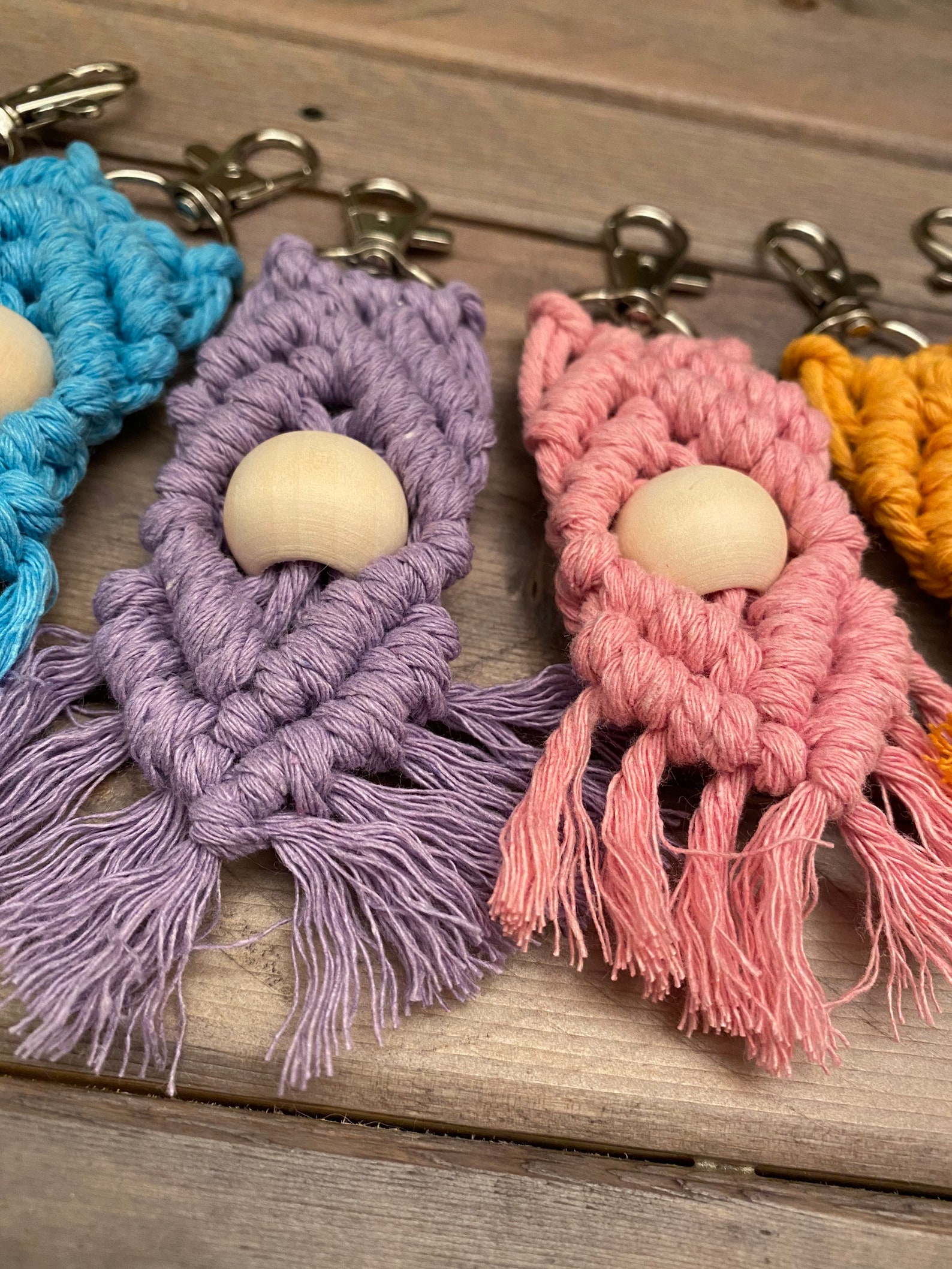 Macrame Beaded Keychain Keychain Macrame Fiber Arts - Etsy