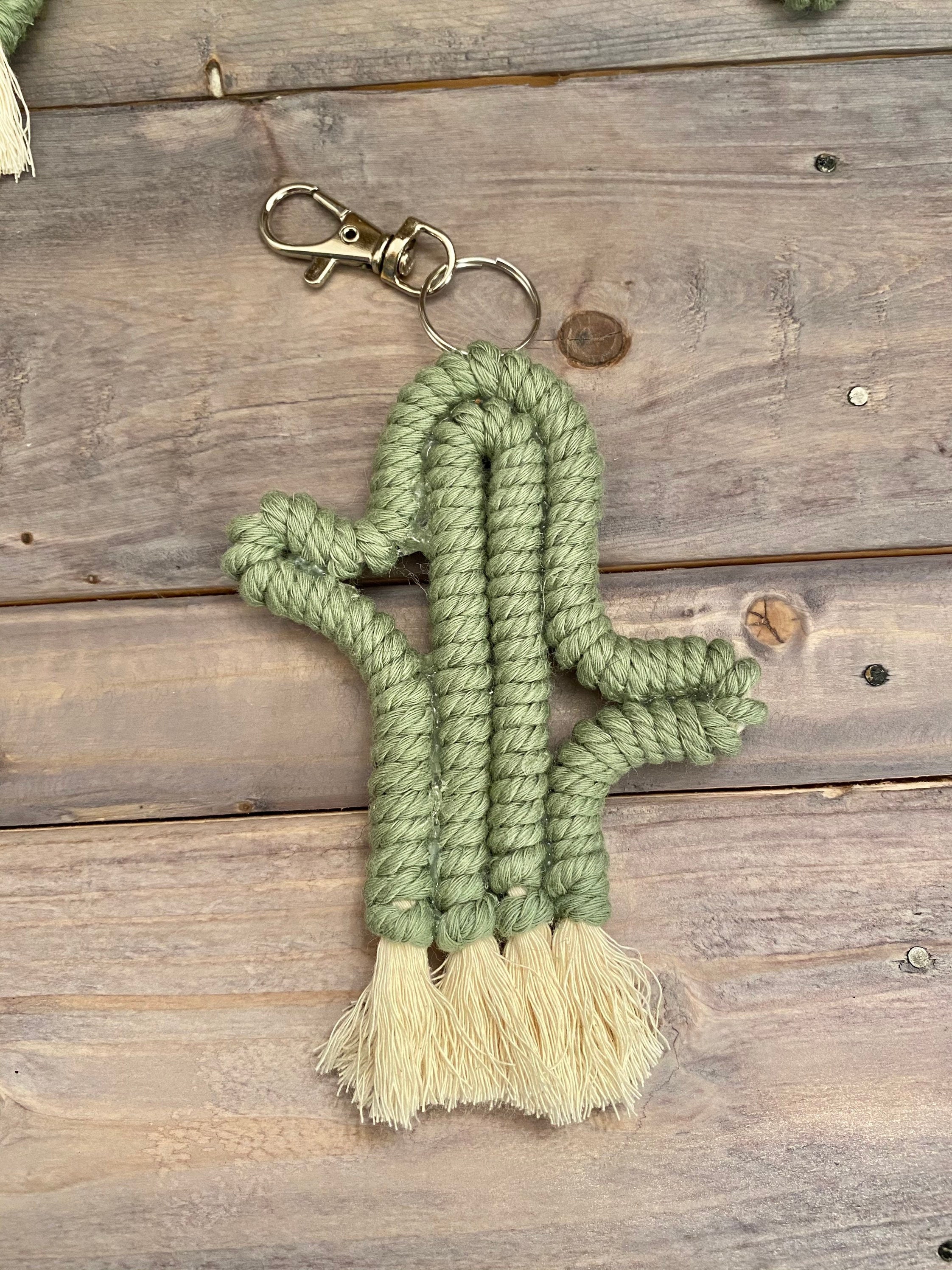 Macrame Cactus Keychain Macrame Accessory Boho Decor | Etsy