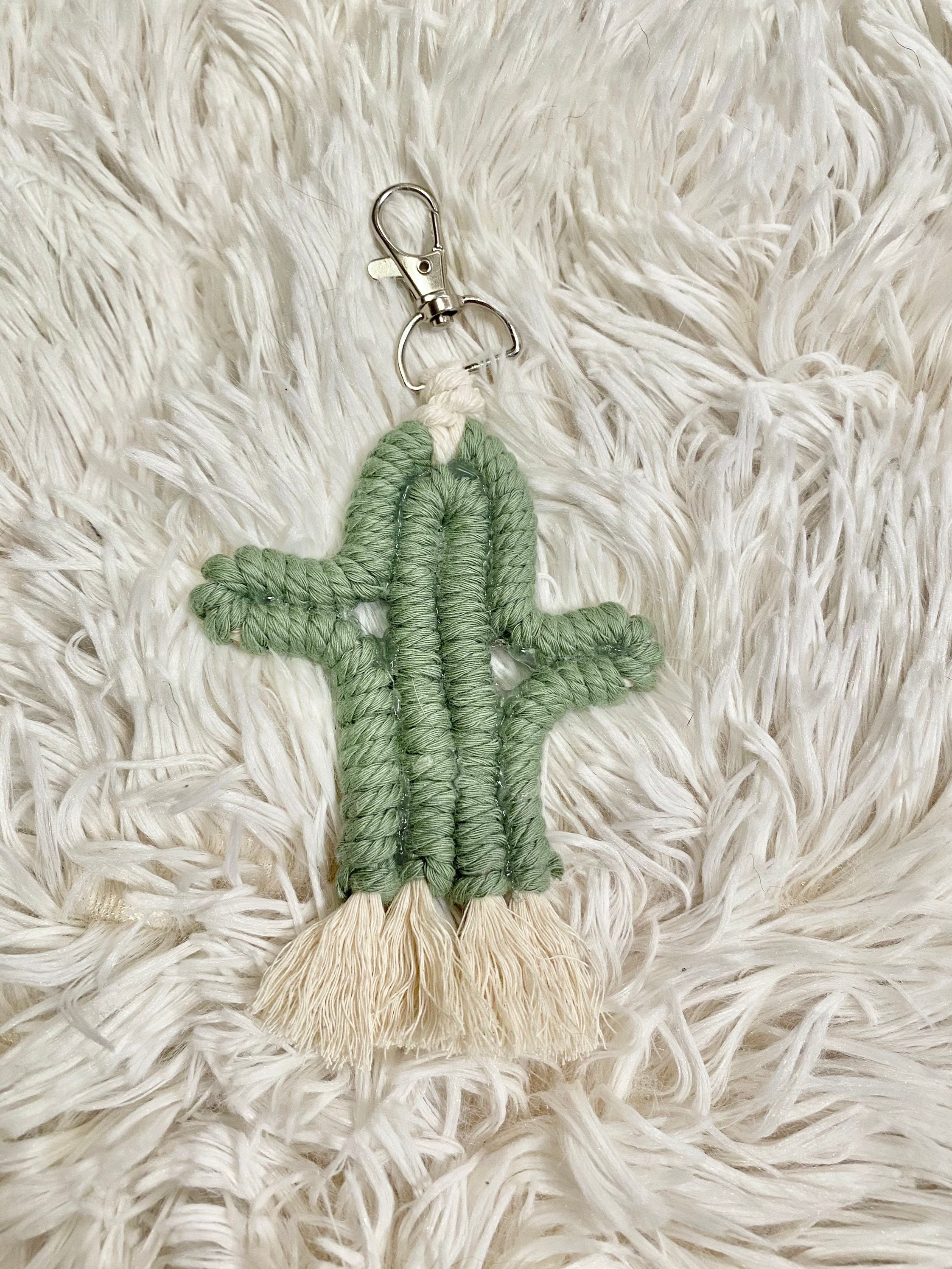 Macrame Cactus Keychain Macrame Accessory Boho Decor | Etsy