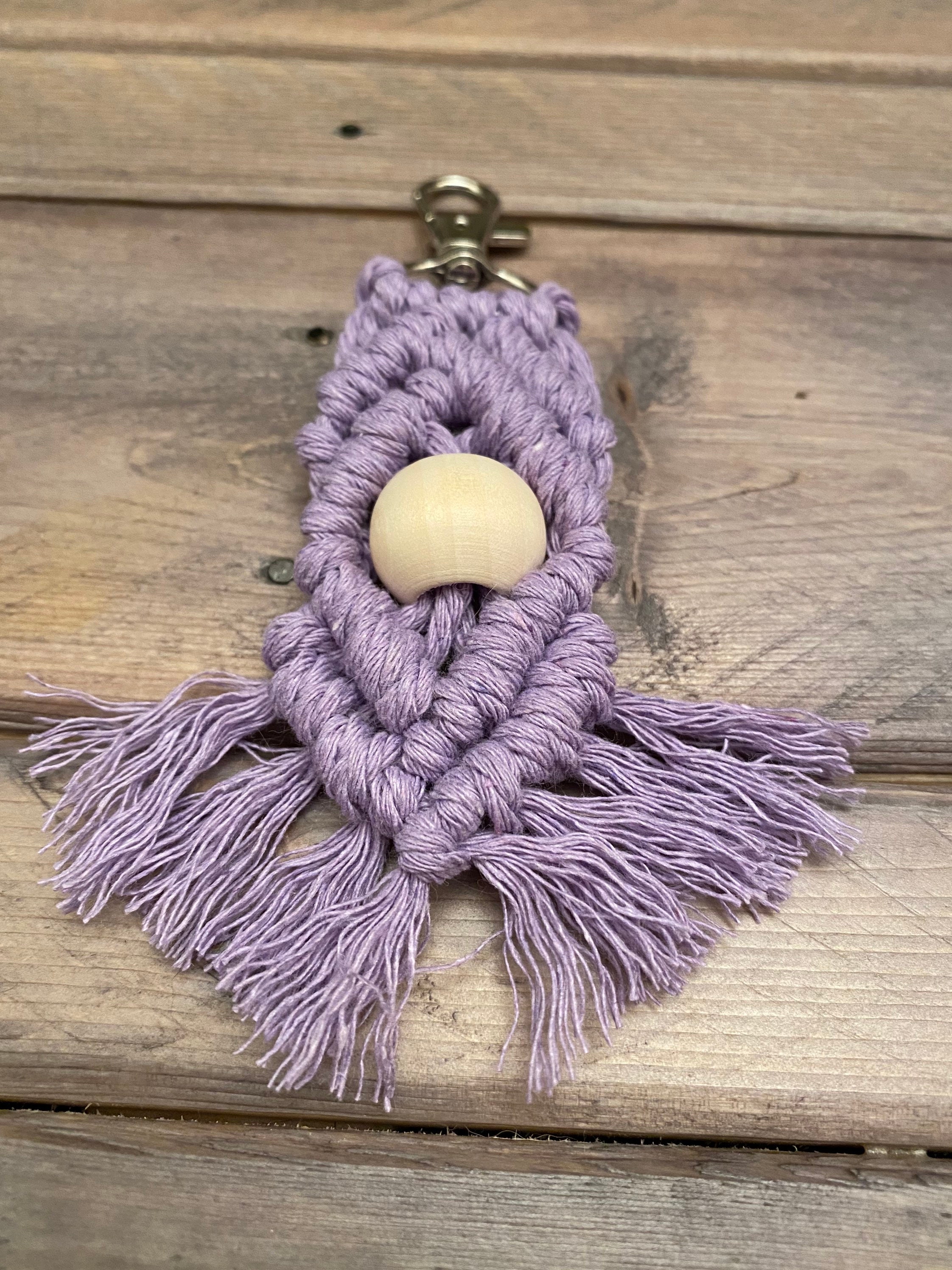 Macrame Beaded Keychain Keychain Macrame Fiber Arts - Etsy