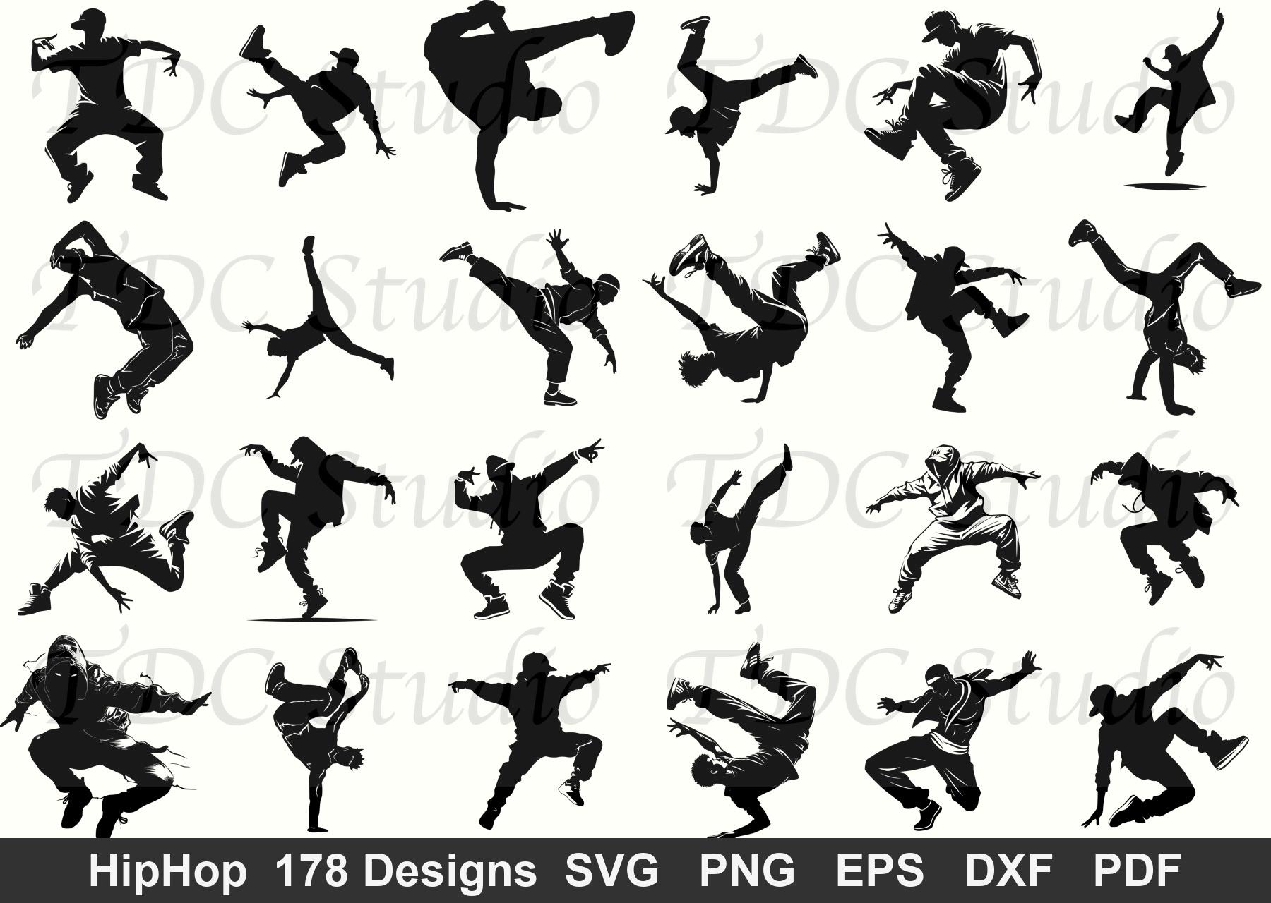 Hip Hop Dance SVG Bundle | Breakdance Silhouettes, Graffiti Art ...