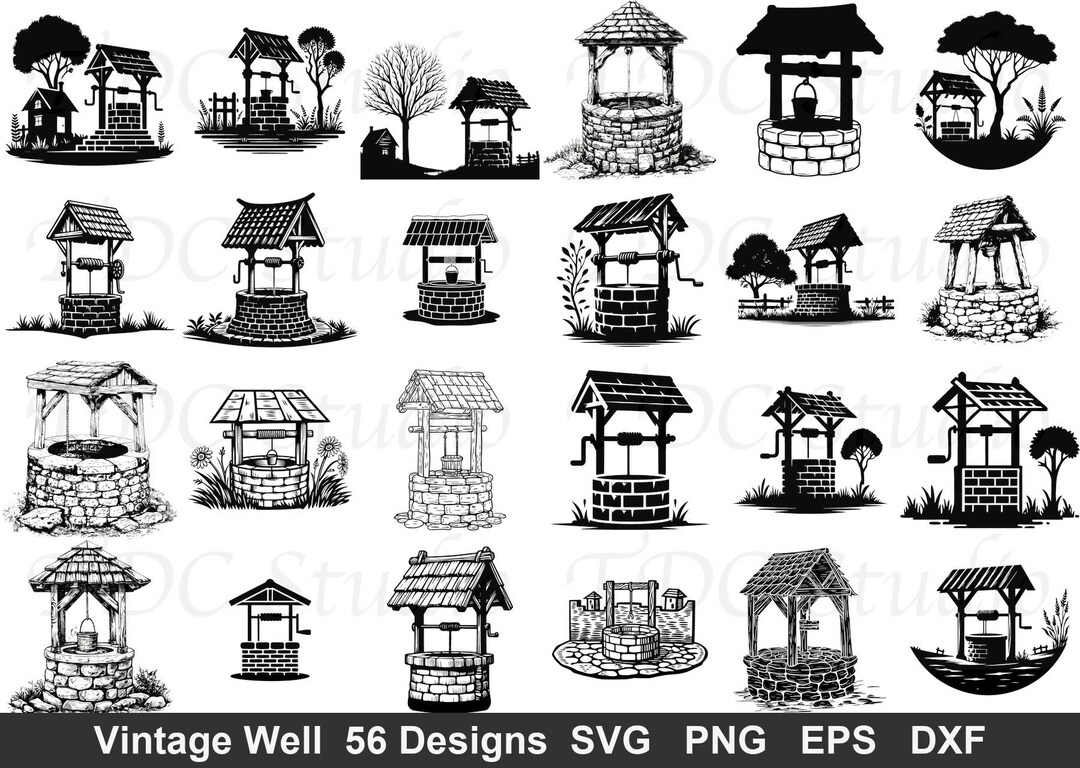 Wishing Well SVG Pack for Cricut | Fortune Water Well Silhouette ...