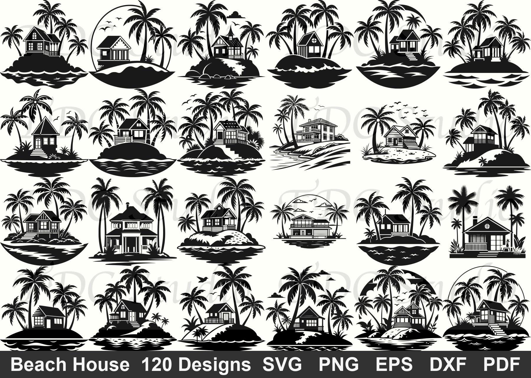 Beach House SVG Bundle | 120 Tropical Palm Tree & Ocean Cut Files ...