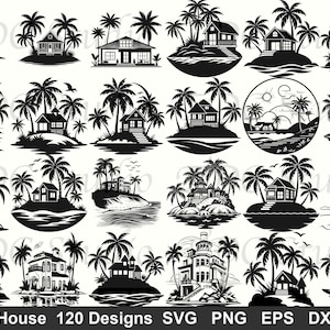 Beach House SVG Bundle | 120 Tropical Palm Tree & Ocean Cut Files ...