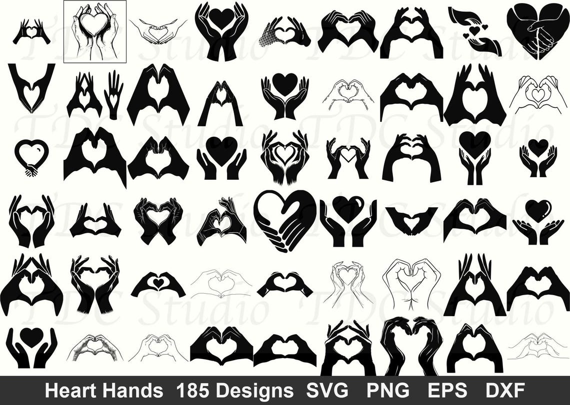 185 Love Hands SVG Bundle | Hand Heart SVG | Heart Hands Clipart ...