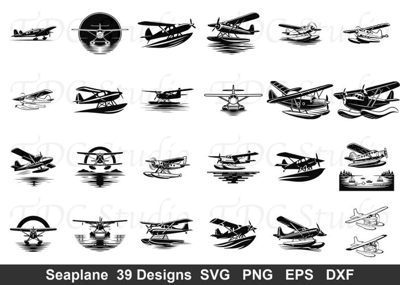 Seaplane SVG Bundle (39 Designs) - Floatplane PNG, Bush Plane ...