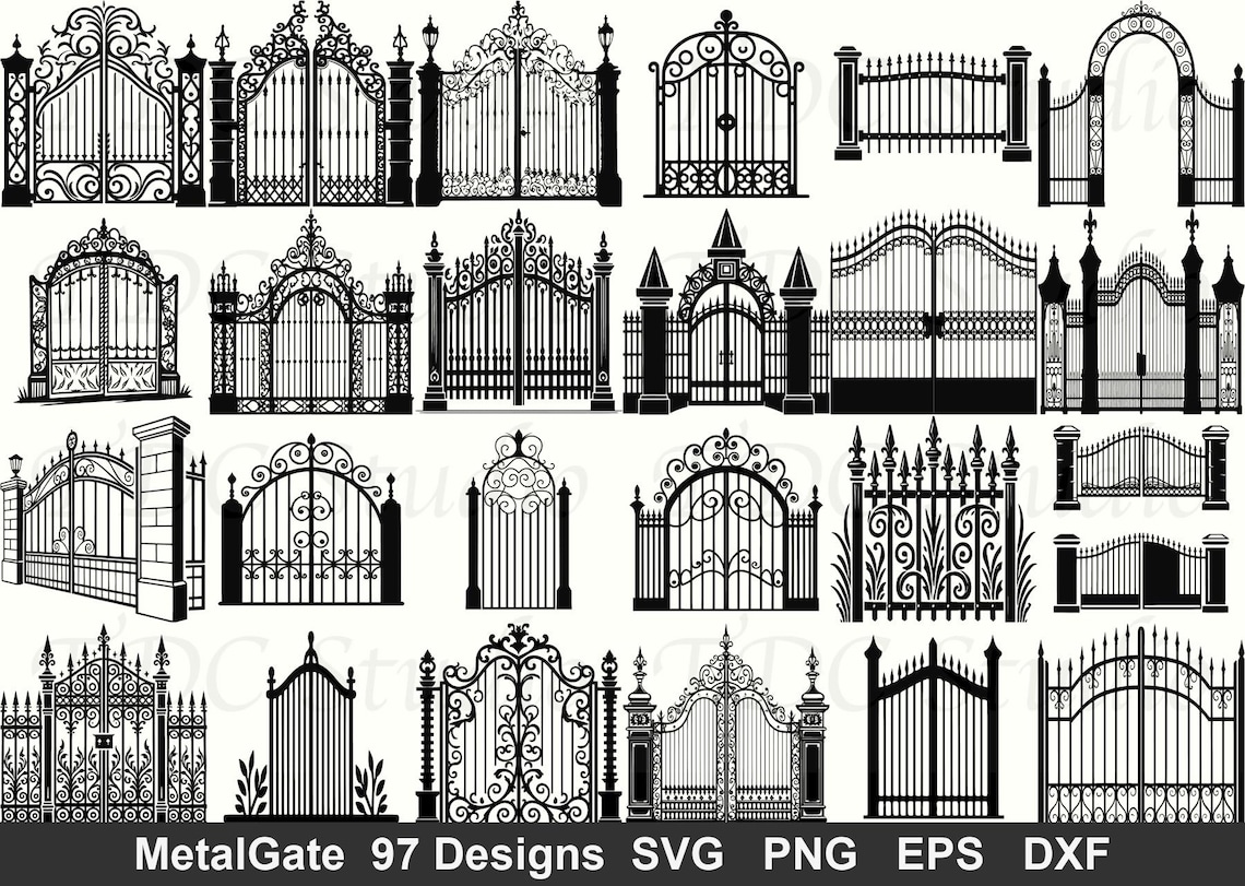 97 Wrought Iron Gate SVG Bundle Ornate Metal Gate Decorative Archway ...