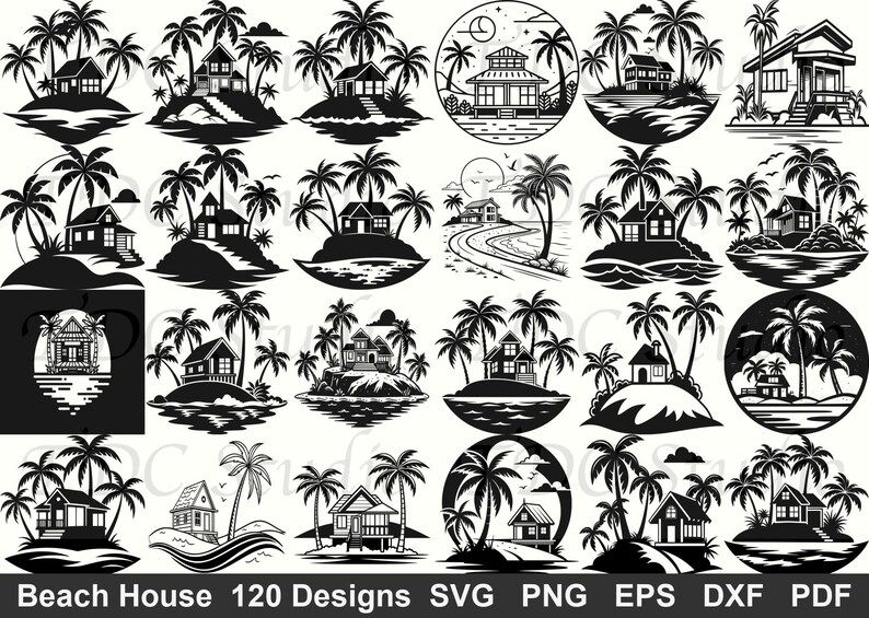 Beach House SVG Bundle | 120 Tropical Palm Tree & Ocean Cut Files ...