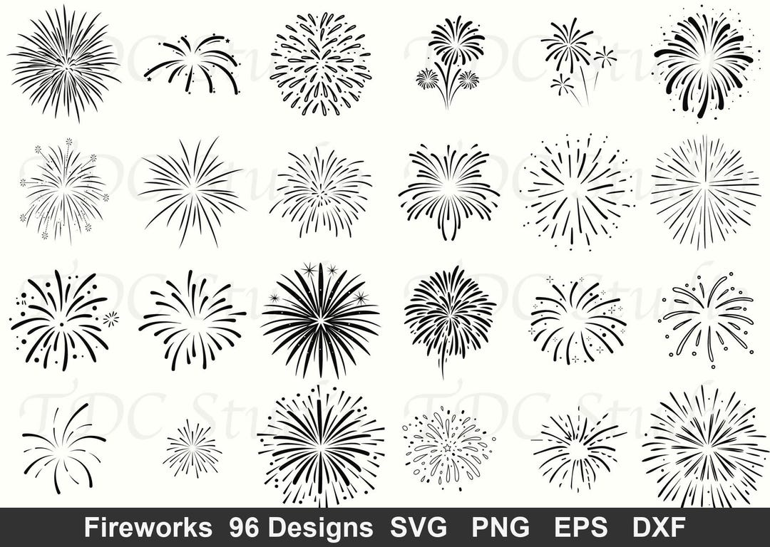 Fireworks SVG Bundle (96 Designs) - 4th of July PNG, New Year ...