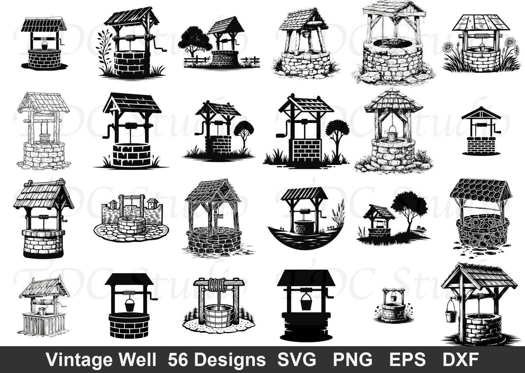 Wishing Well SVG Pack for Cricut | Fortune Water Well Silhouette ...