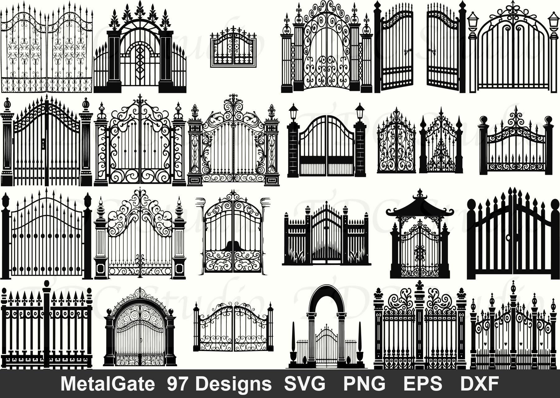 97 Wrought Iron Gate SVG Bundle Ornate Metal Gate Decorative Archway ...