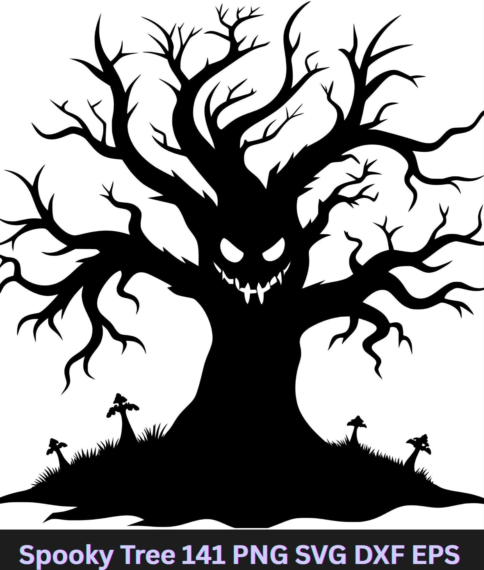 Spooky Halloween Tree SVG Bundle | 141 Halloween Tree Silhouettes ...