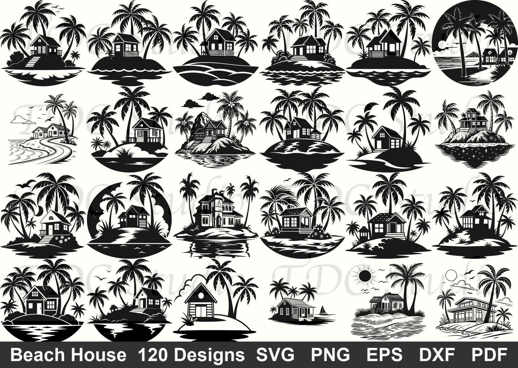 Beach House SVG Bundle | 120 Tropical Palm Tree & Ocean Cut Files ...