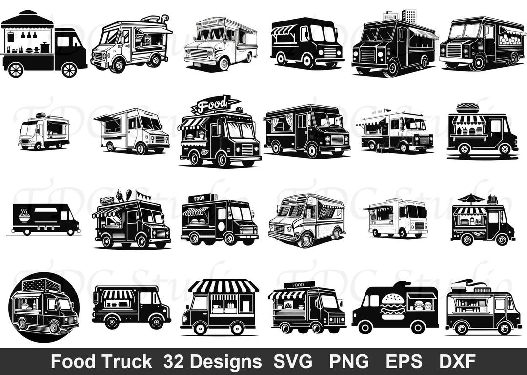 Food Truck SVG Bundle – 32 Mobile Kitchen Designs (digital Download) - Etsy