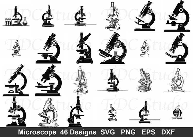 Microscope SVG Bundle (46 Designs) - Laboratory PNG, Science Silhouette ...