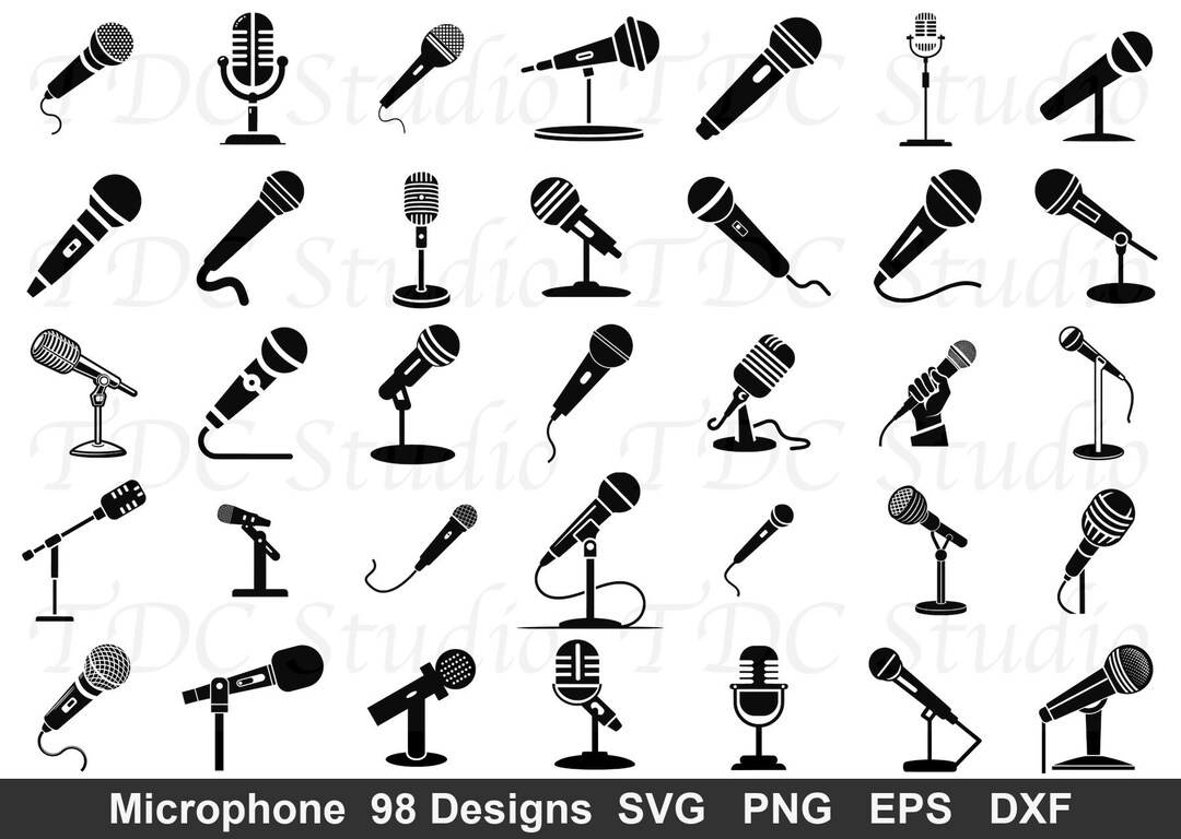 Microphone SVG Bundle (98 Designs) - Podcast Mic PNG, Vintage Studio ...