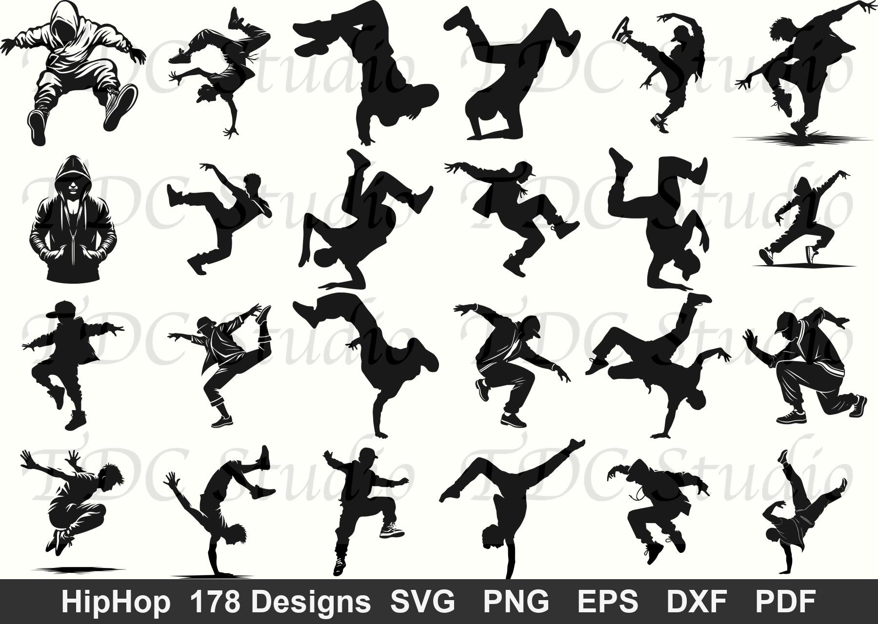 Hip Hop Dance SVG Bundle | Breakdance Silhouettes, Graffiti Art ...