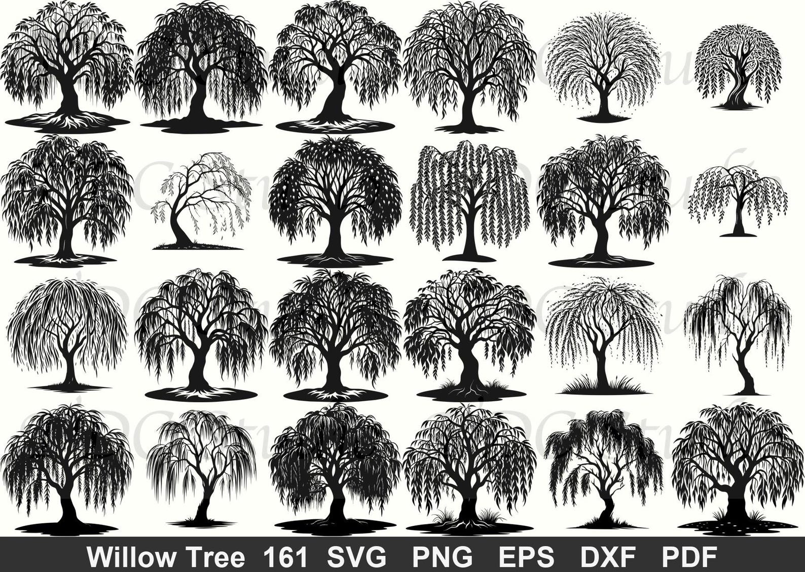 Willow Tree SVG Bundle | 161 Designs | Tree Silhouette SVG | Nature Cut ...