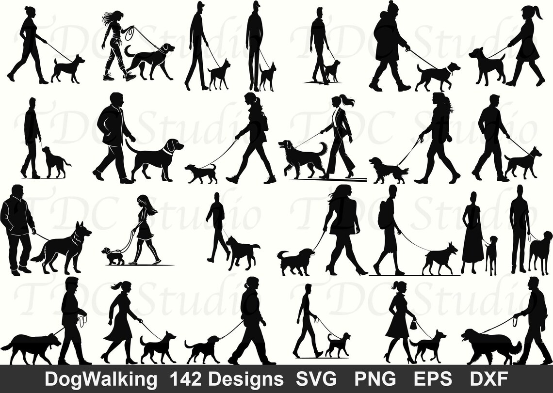 Dog Walking SVG Files 142 Dog Mom Dog Dad T-shirt Design Walking the ...
