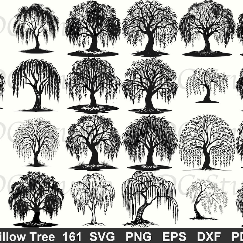Green Willow Tree Svg - Etsy