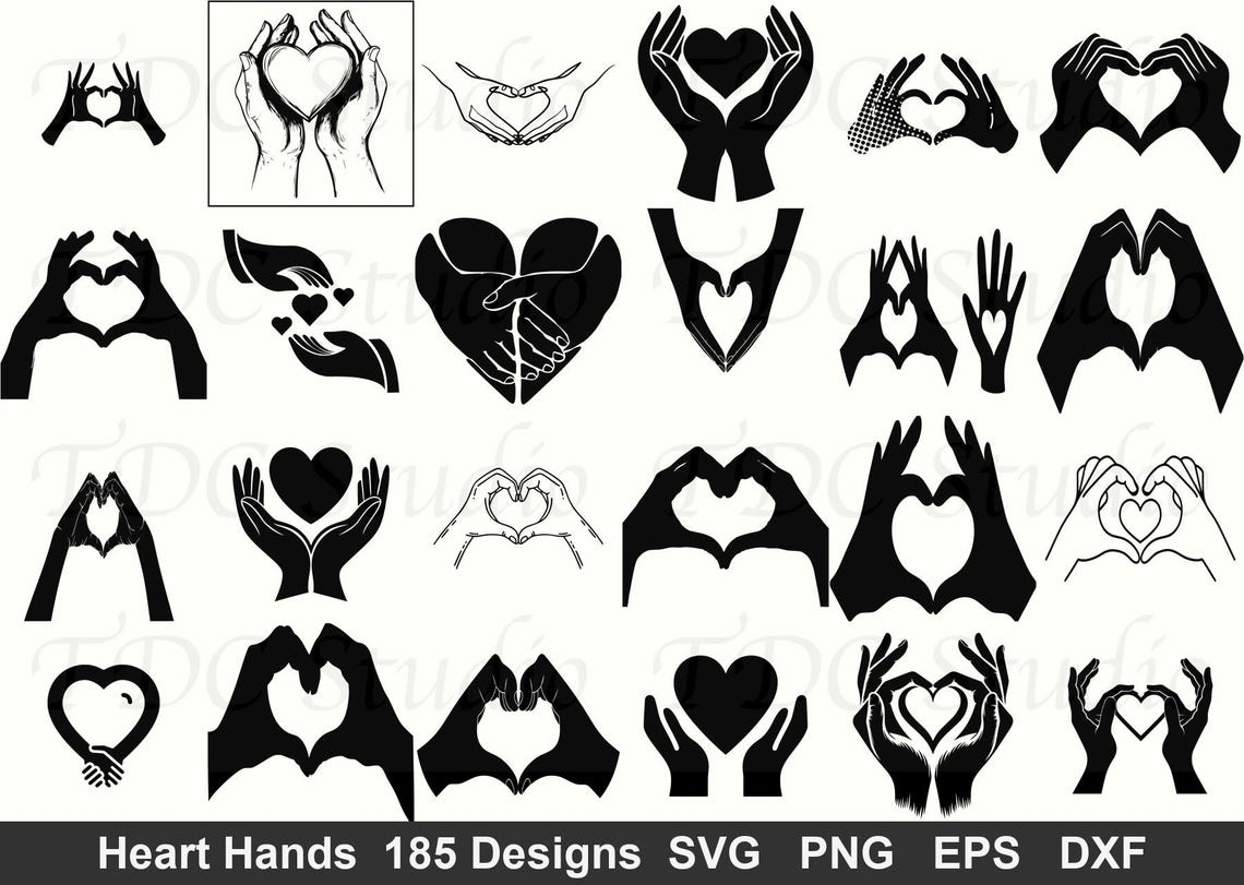 185 Love Hands SVG Bundle | Hand Heart SVG | Heart Hands Clipart ...