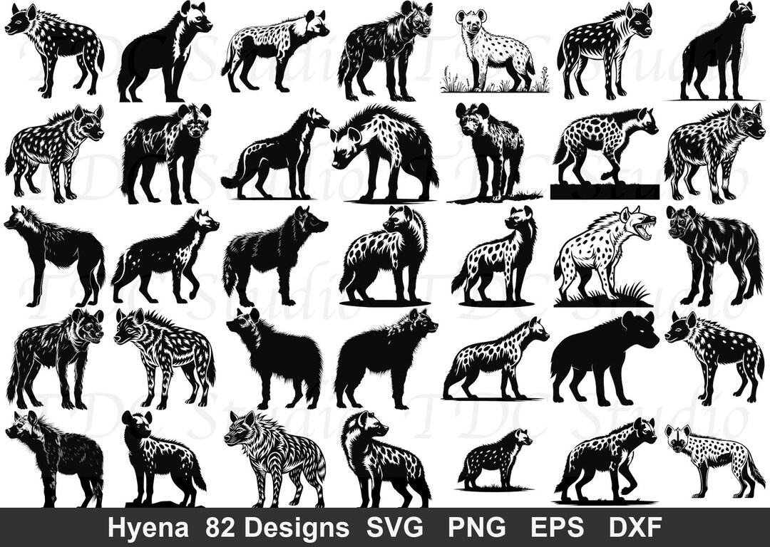 Hyena SVG Bundle (82 Designs) - Wild Hyena PNG, African Safari ...