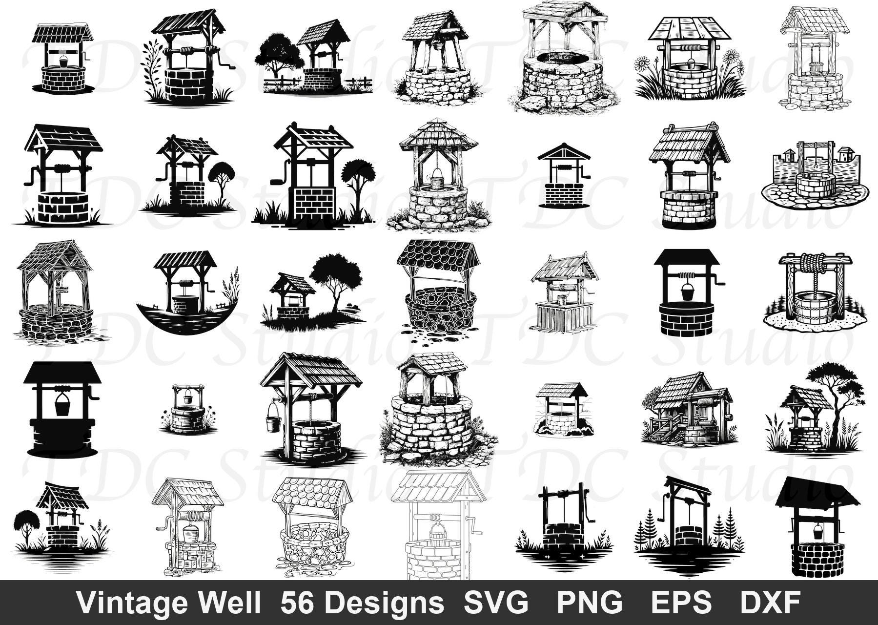 Wishing Well SVG Pack for Cricut | Fortune Water Well Silhouette ...