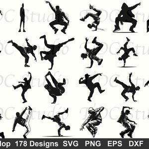 Hip Hop Dance SVG Bundle | Breakdance Silhouettes, Graffiti Art ...