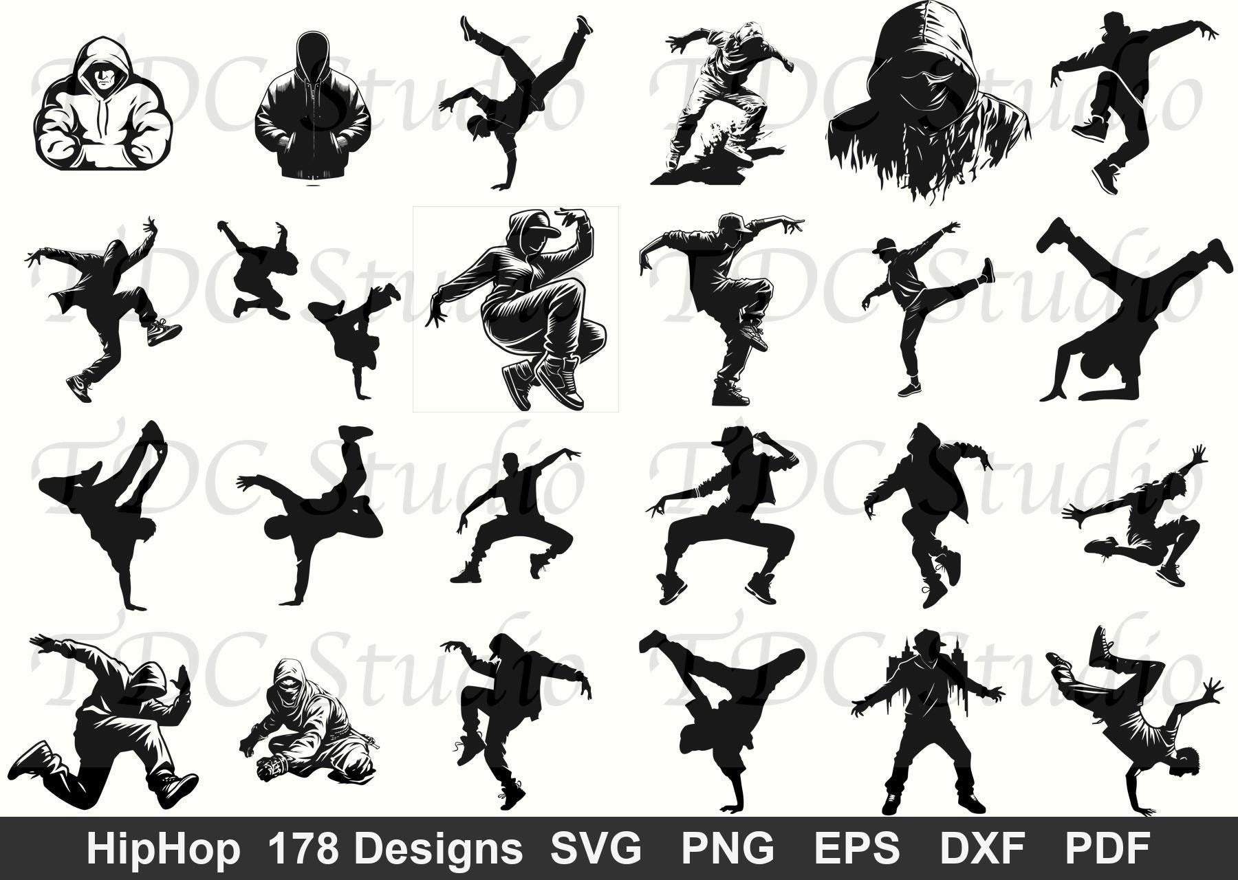 Hip Hop Dance SVG Bundle | Breakdance Silhouettes, Graffiti Art ...