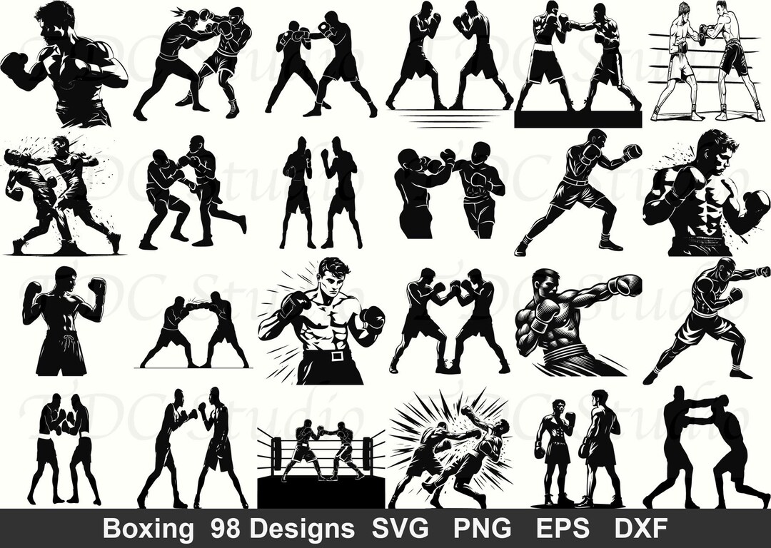 Boxing Combat Sports SVG Bundle – 98 MMA Boxer Fighter Knockout Punch ...