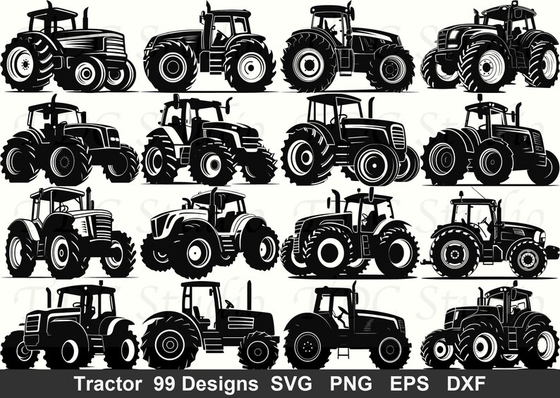 Tractor SVG Bundle (99 Designs) Farm Vehicle Tractor Cut File Heavy ...