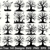 Spooky Tree Silhouette Svg Png: Minimalist Cut Design for T-shirts - Etsy