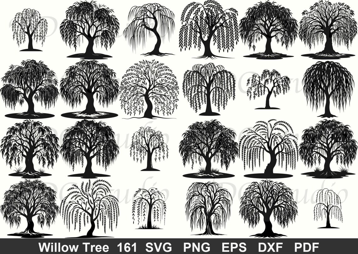 Willow Tree SVG Bundle | 161 Designs | Tree Silhouette SVG | Nature Cut ...