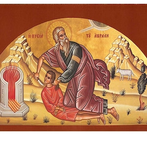 Sacrifice of Abraham Orthodox Icon, the Binding of Isaac Icon, Old ...
