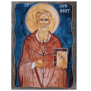 Saint Cuthbert of Lindisfarne Icon, Saint Cuthbert Art, Catholic Saint ...