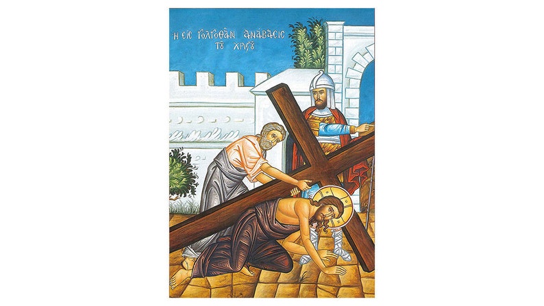 Jesus Christ Road to Golgotha Icon Christ Carrying the Cross - Etsy