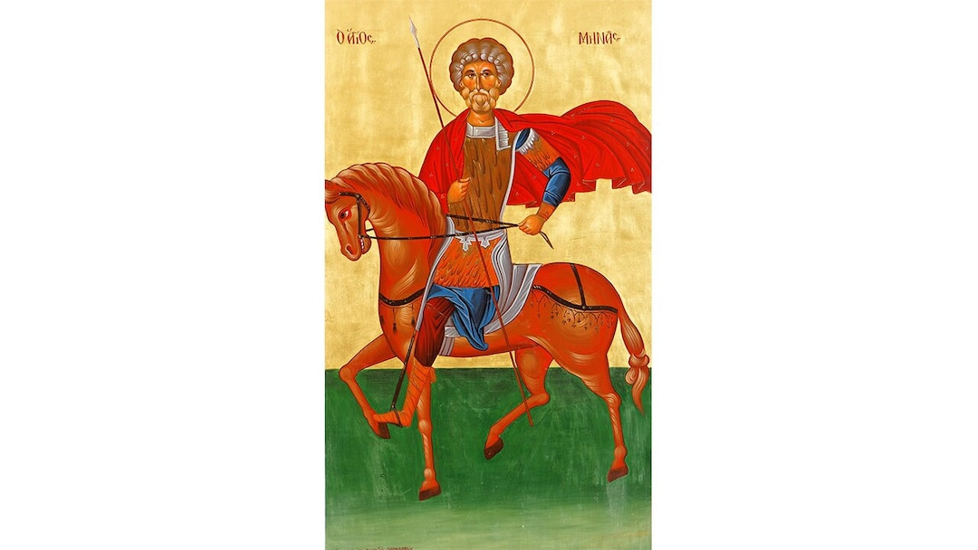 Saint Menas Handmade Greek Orthodox Icon, Saint Mina, Saint Minas ...