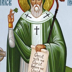 Saint Patrick Wood Icon, Patron Saint of Ireland, Irish Saint, Catholic ...