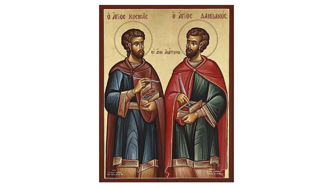 Saints Cosmas and Damian Icon, St Cosmas, St Damian, Saints of Surgeons ...