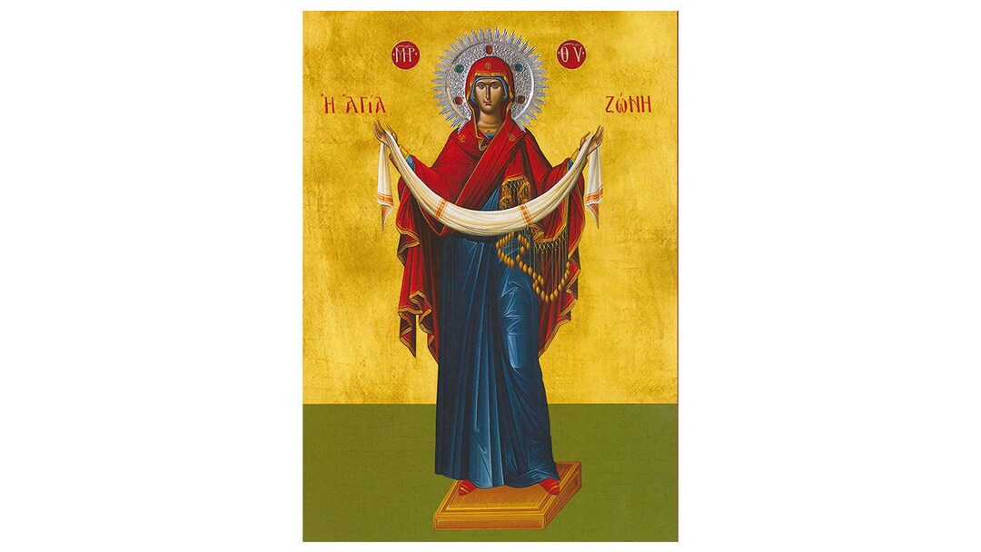 Virgin Mary Holy Belt Orthodox Icon, Theotokos Cincture, Christian ...