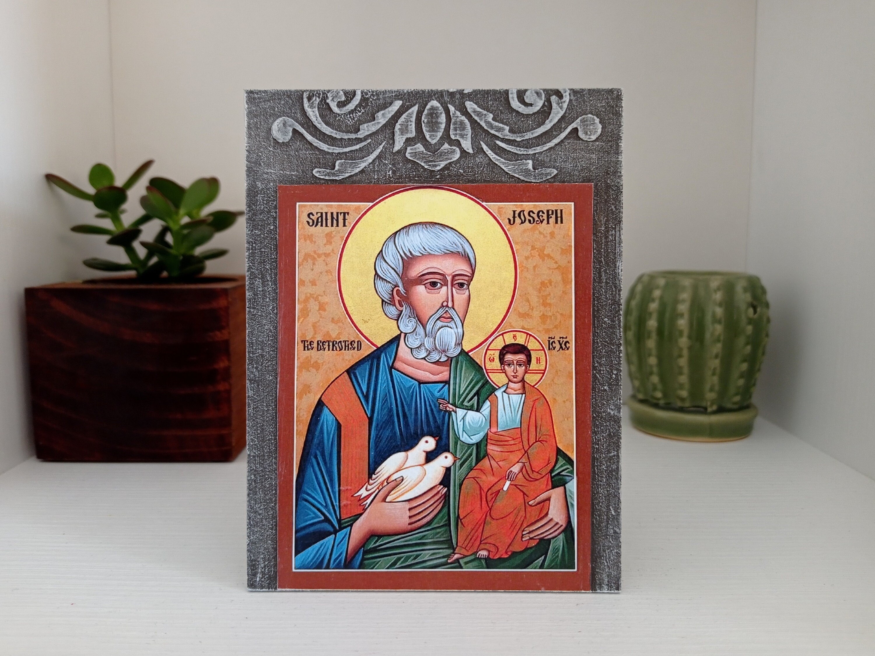 Saint Joseph of Nazareth Icon: Catholic Prayer Icon, Baptism Gift Boy ...