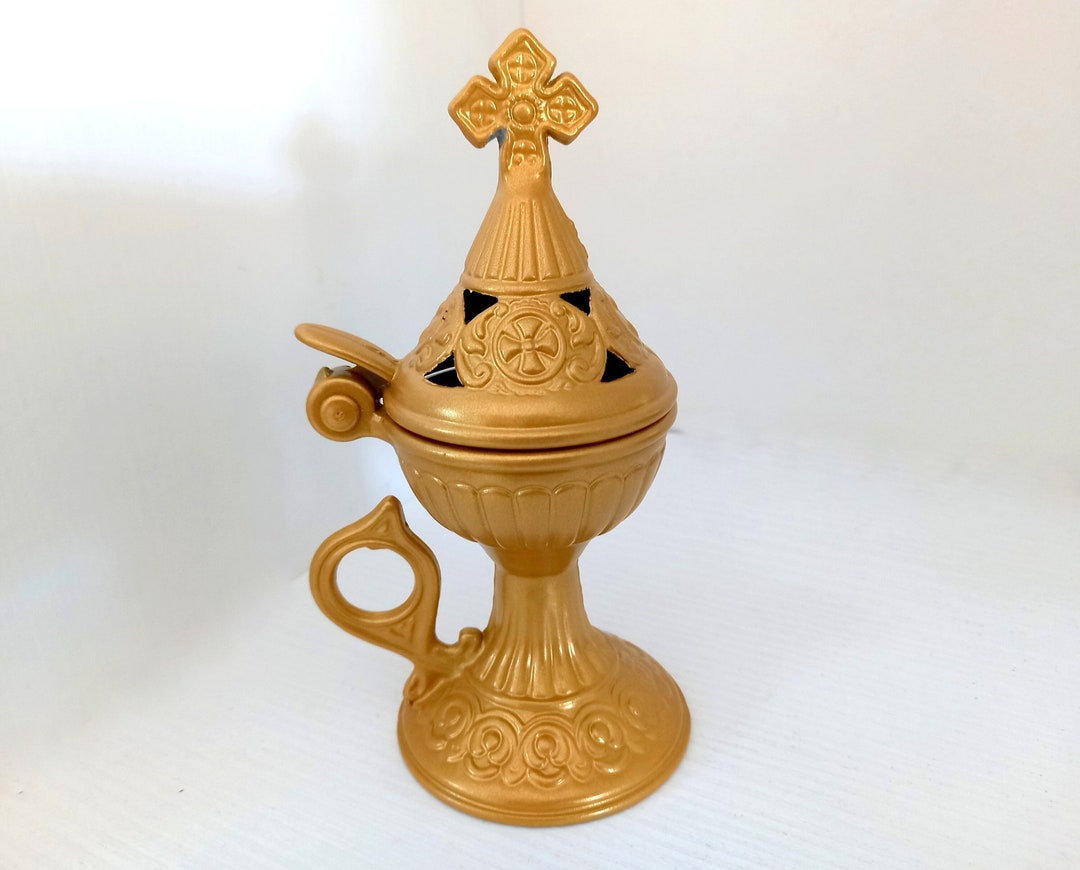 Orthodox Incense Burner, Thurible Censer Gold Metal With Handle ...
