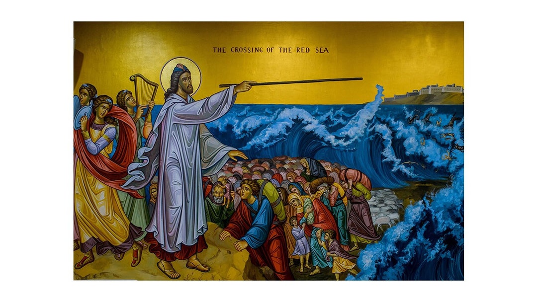 Crossing the Red Sea Icon, Moses Through the Sea of Reeds, Orthodox ...